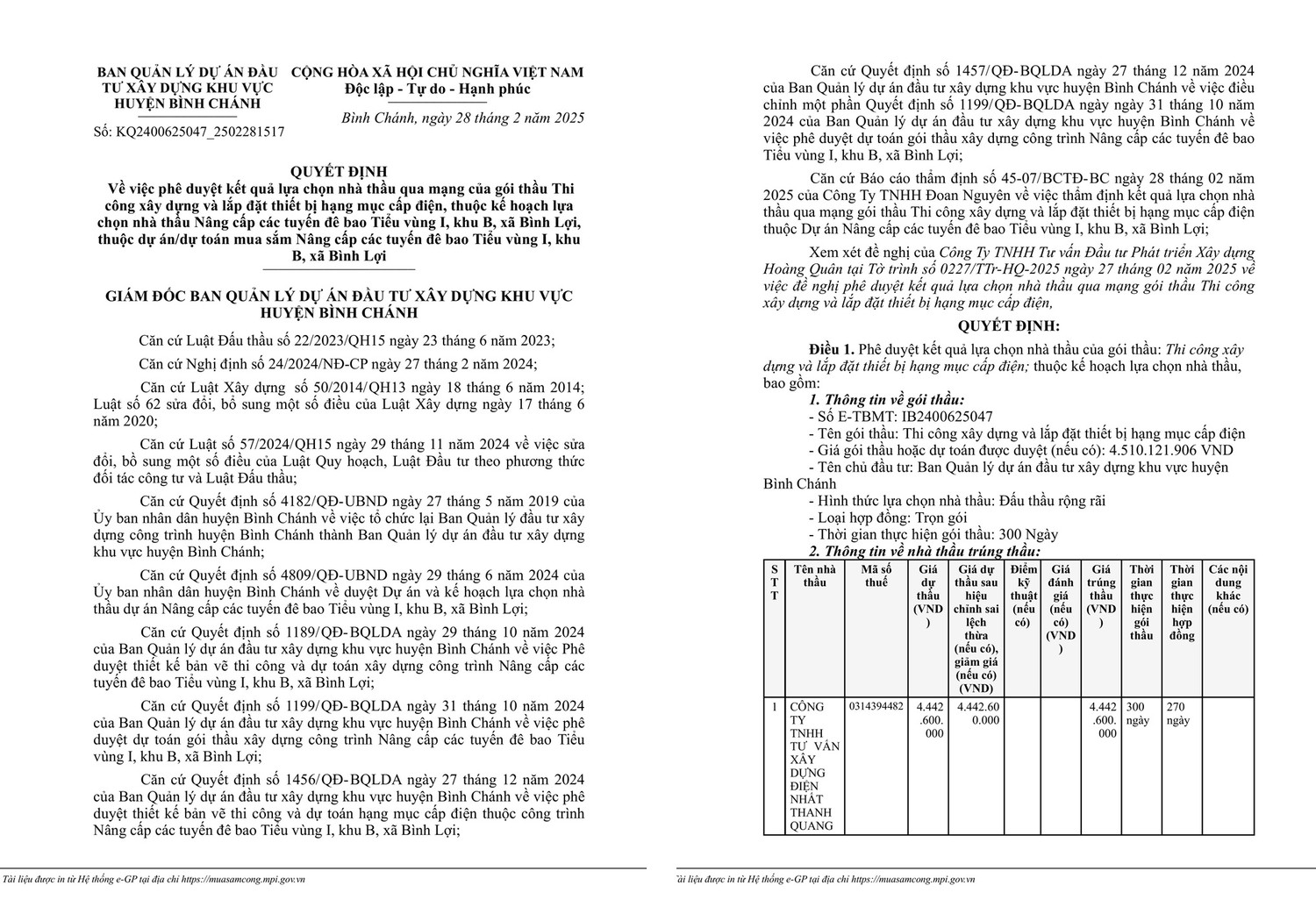 TP HCM: Nhà thầu nào thực hiện nâng cấp các tuyến đê bao Tiểu vùng I ...