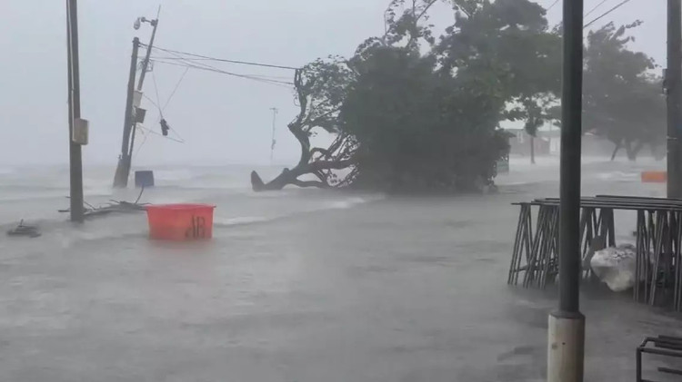 Imagen del tifón Matmo tocando tierra en China
