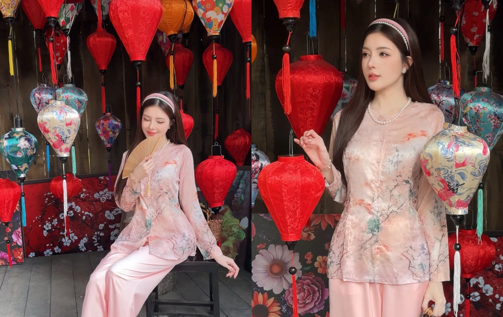 “Búp bê sống” Lilly Luta diện áo bà ba đẹp miễn chê giữa không gian đèn ...
