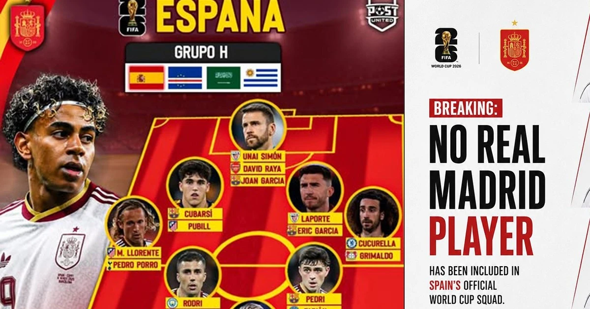 Tây Ban Nha chốt danh sách World Cup 2026, Real Madrid vắng bóng